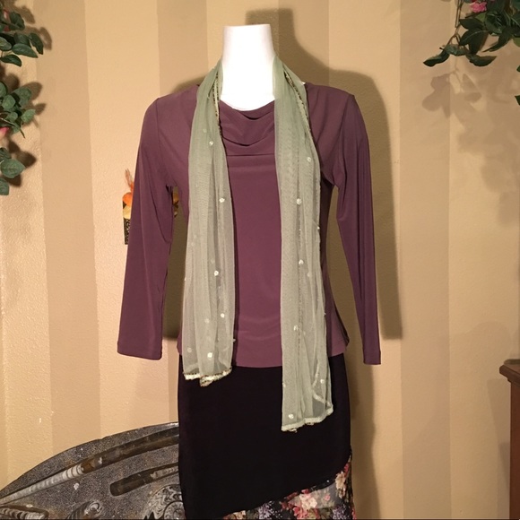 Sweaters | Green Trea Color Sheer Mesh Cardimatching Scarf | Poshmark